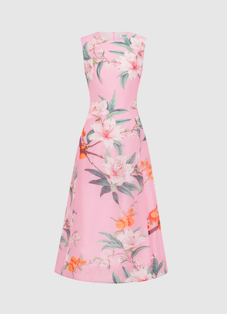Cleo Printed Sleeveless Midi Dress - Lavish Print in Pink – LEO LIN