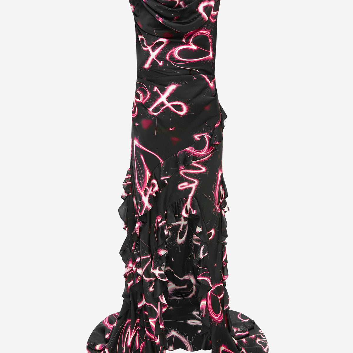 Remy Low Back Split Maxi Dress - Neon Heart Print – LEO LIN