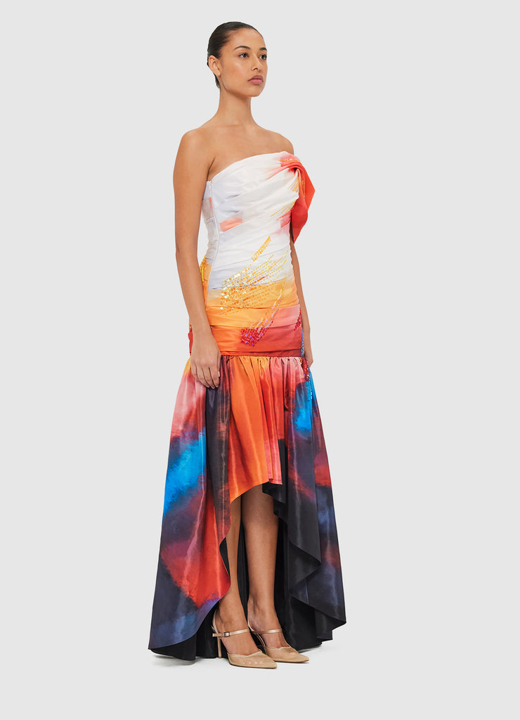 Elsa One Shoulder Gown - Reminiscence Print – LEO LIN