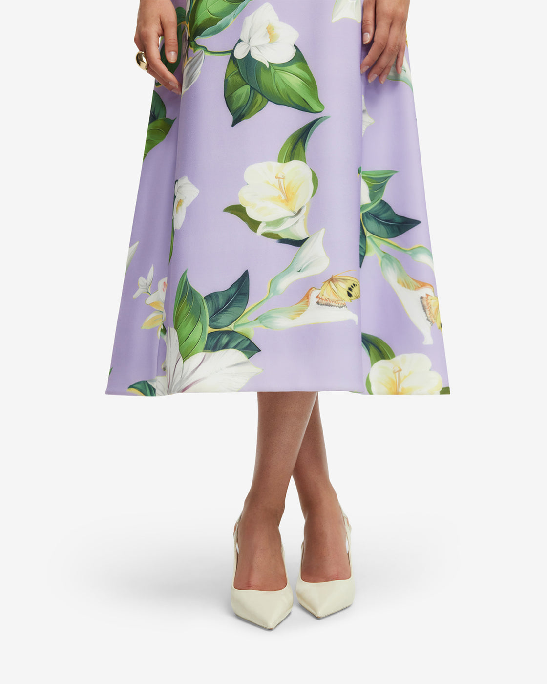 Caroline Short Sleeve Midi Dress - Lily Blossom Print in Lilac – LEO LIN