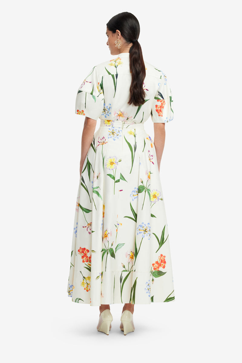 Rhiannan Skirt - Botanical Print in Snow – LEO LIN