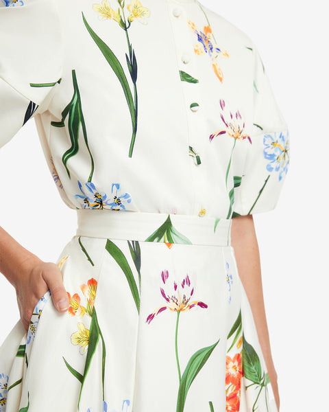 Rhiannan Skirt - Botanical Print in Snow – LEO LIN