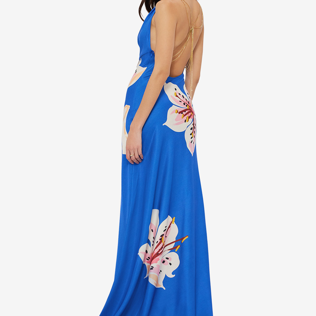 Imogen Gown - Lily Print in Cobalt – LEO LIN