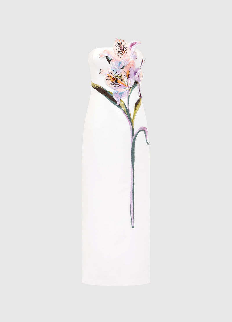 Rayna Appliqué Floral Maxi Dress - Lily Print in Snow – LEO LIN