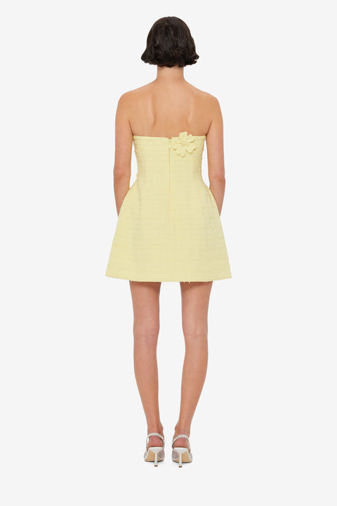 Rosario Tweed Petal Bustier Mini Dress - Sorbet Yellow – LEO LIN