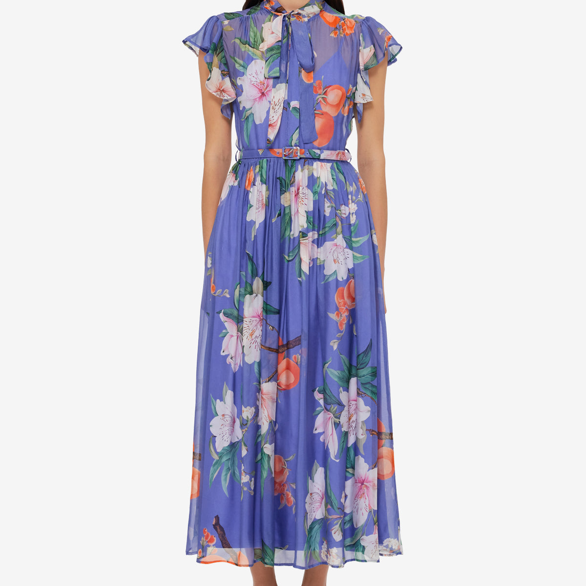 Grace Flutter Sleeve Midi Dress - Lavish Print in Moonlight – LEO LIN
