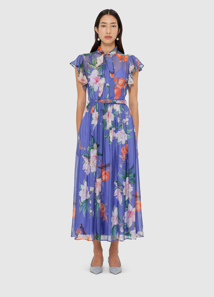 Grace Flutter Sleeve Midi Dress - Lavish Print in Moonlight – LEO LIN
