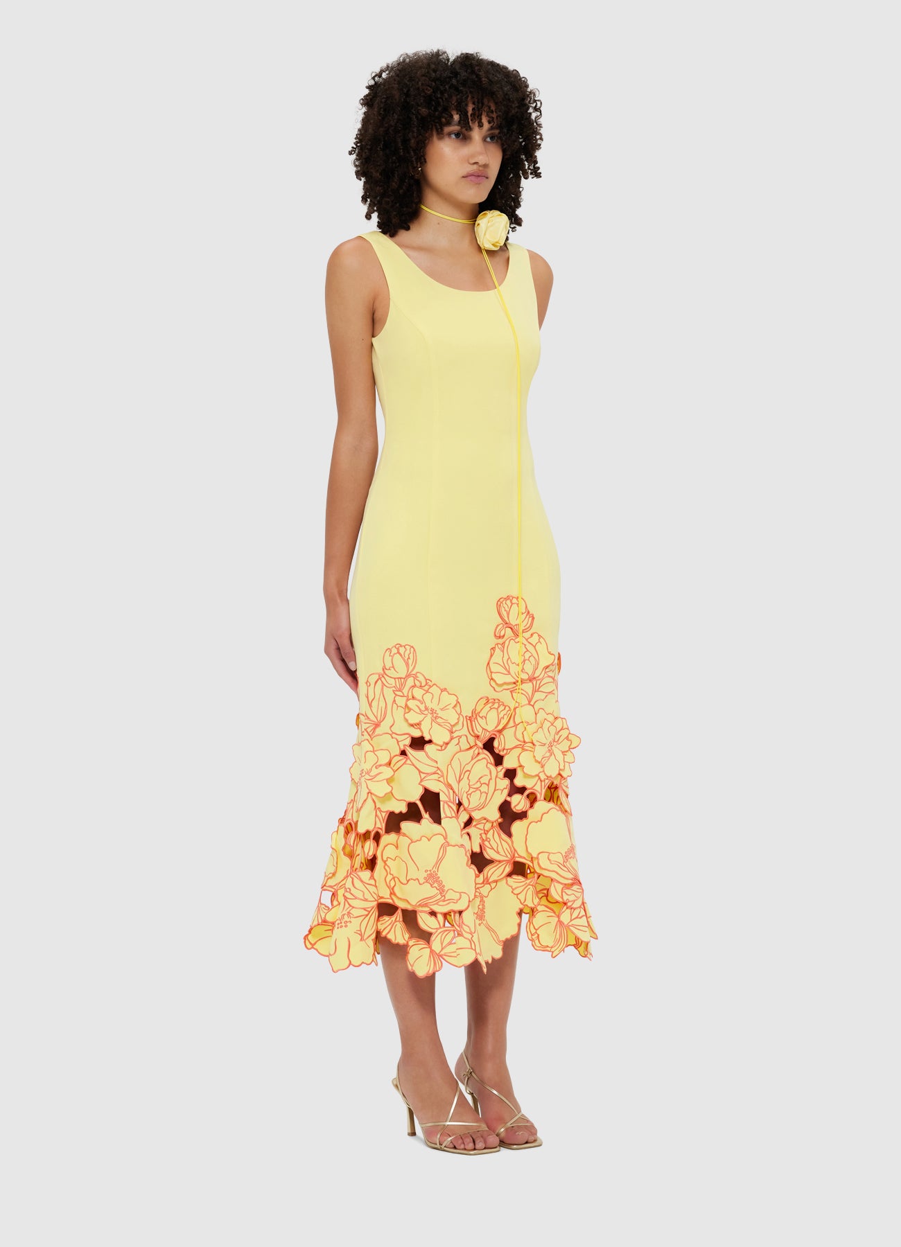 Emily Appliqué Midi Dress - Sorbet Yellow – LEO LIN
