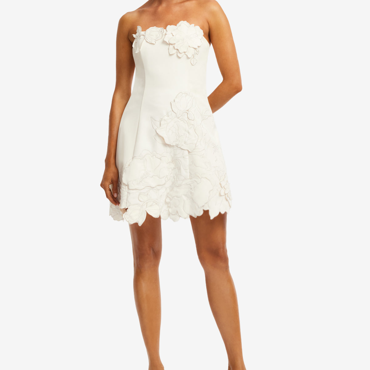 Ayla Appliqué Bustier Mini Dress - Vanilla – LEO LIN