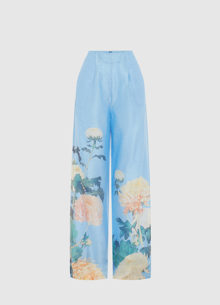 Luisa Pants - Hydrangea Print in Cornflower Blue – LEO LIN