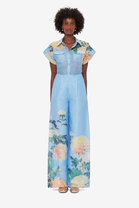 Luisa Pants - Hydrangea Print in Cornflower Blue – LEO LIN