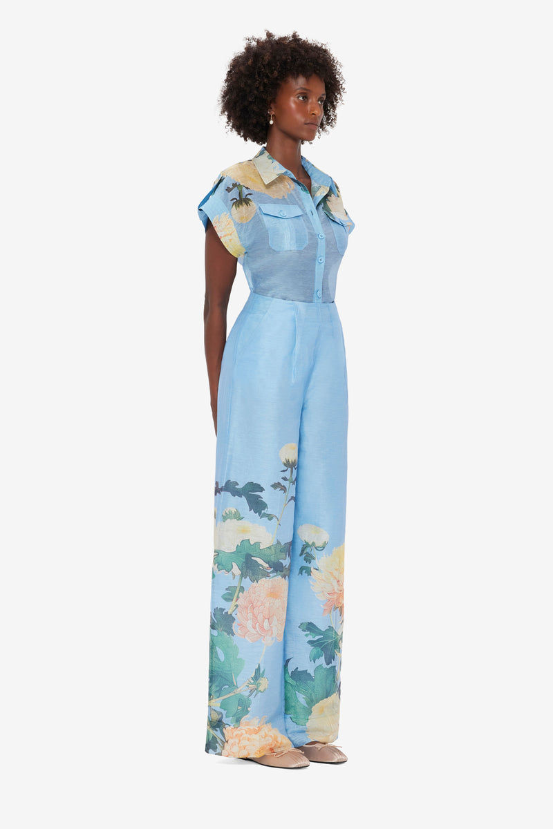 Luisa Pants - Hydrangea Print in Cornflower Blue – LEO LIN