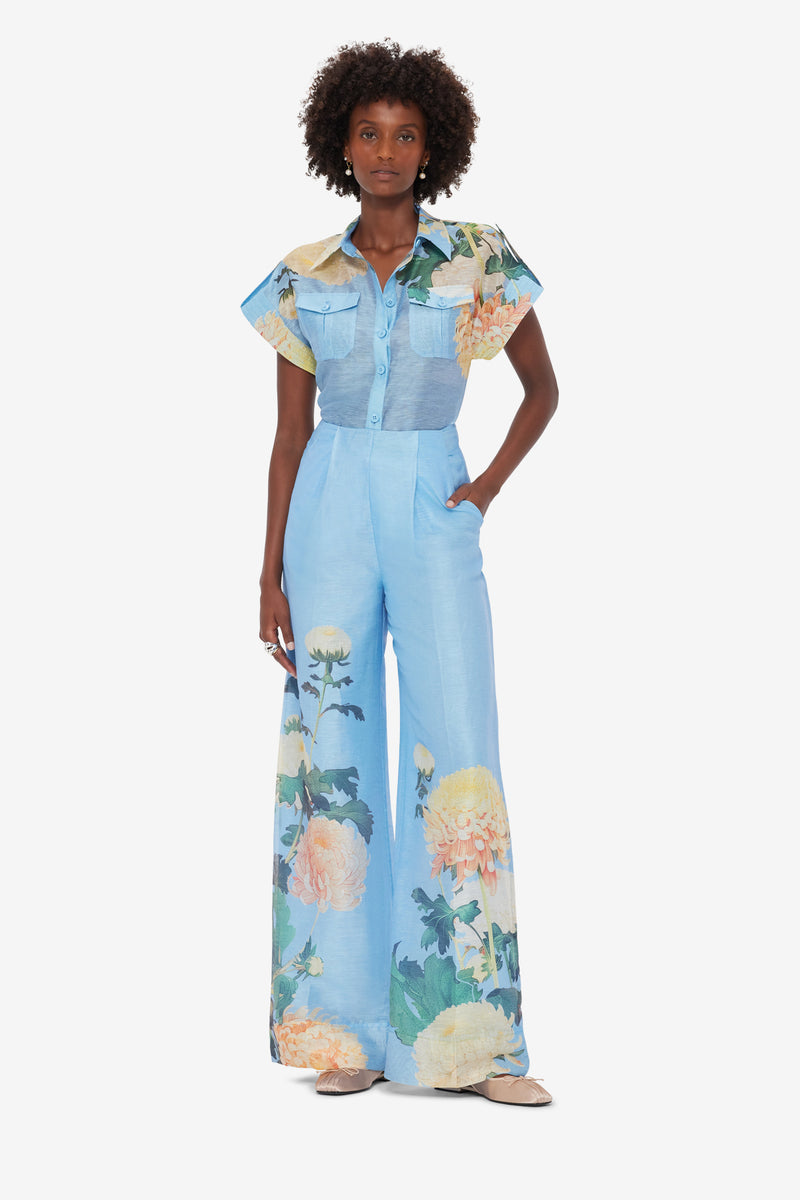 Luisa Pants - Hydrangea Print in Cornflower Blue – LEO LIN