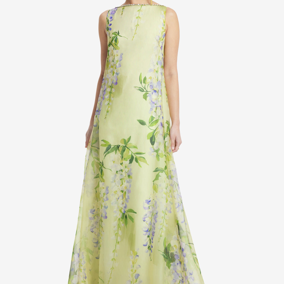 Yumei Embellished Open Back Gown - Wisteria Print – LEO LIN