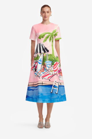 Caroline Short Sleeve Midi Dress - Riviera Print – LEO LIN