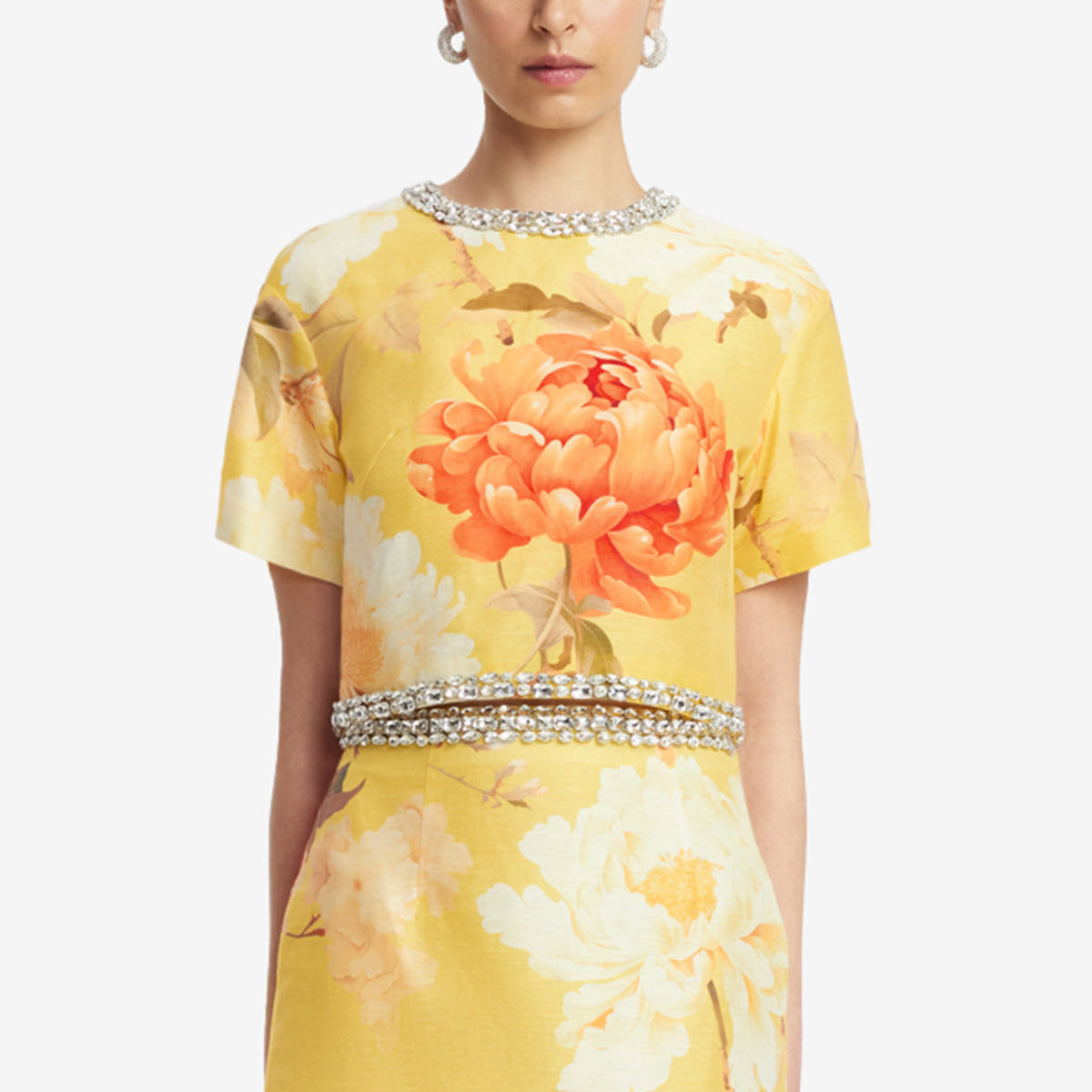 Indie Embellished Sleeve Top - Peony Print in Yellow – LEO LIN