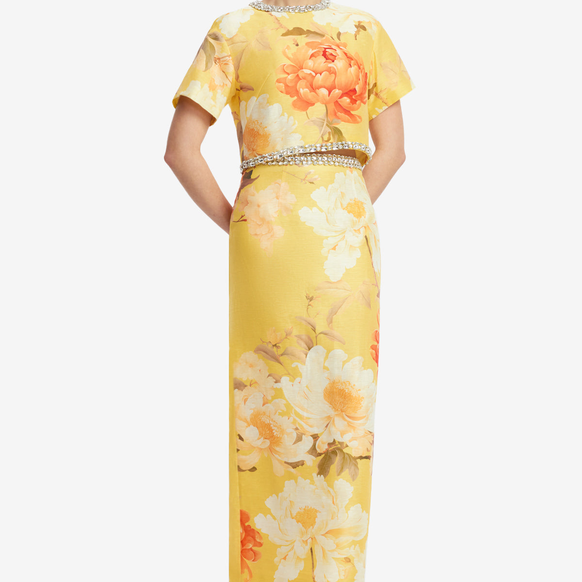 Indie Embellished Sleeve Top - Peony Print in Yellow – LEO LIN